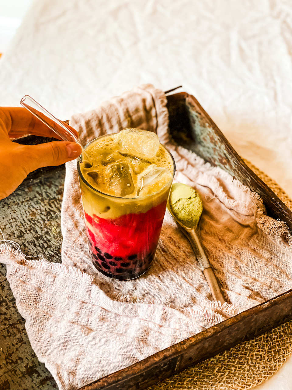 Bubble Tea fraises et Matcha recette santé