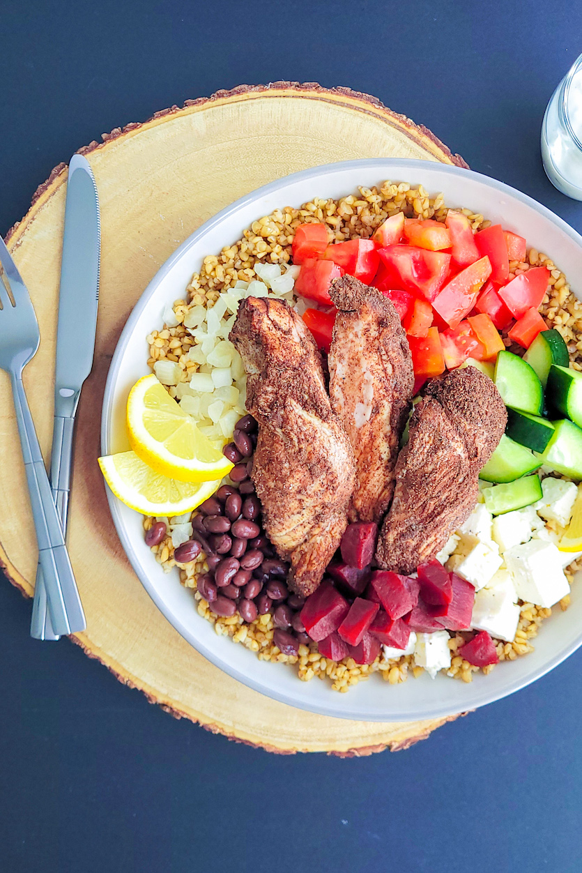Bol repas style Poulet Rouge recette santé